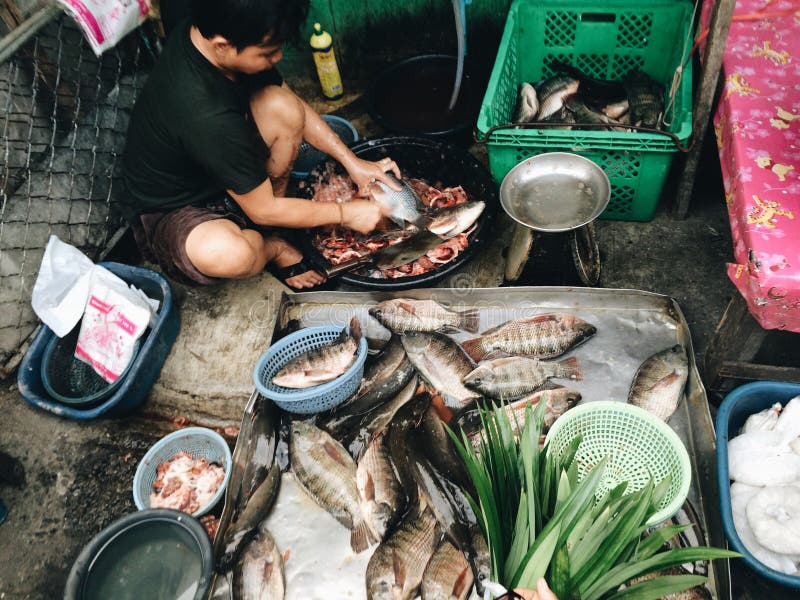 The Fish Seller in Fose Market Editorial Image - Image of city, grocery ...