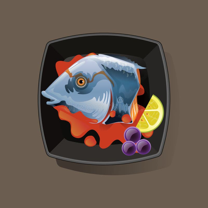 Fish Served in Bowl. Vector Illustration Decorative Design Stock Vector ...