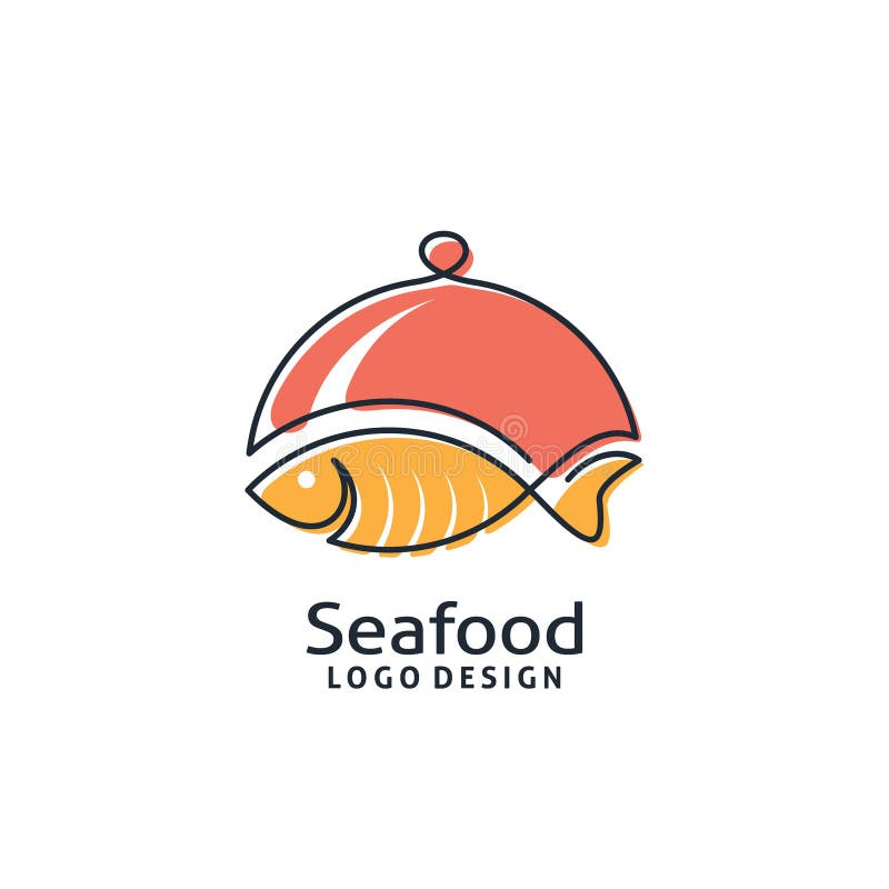 Seafood Line Art Logo Design Stock Vector - Illustration of dinner ...