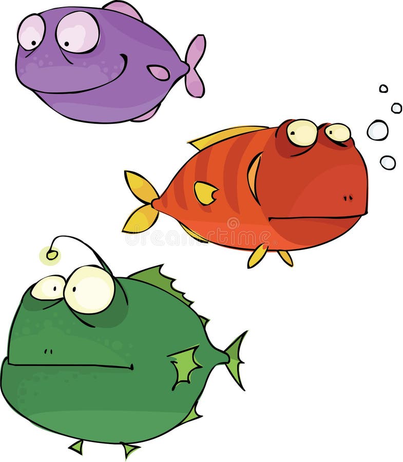 Four cartoon fishes stock vector. Illustration of fauna - 16865712