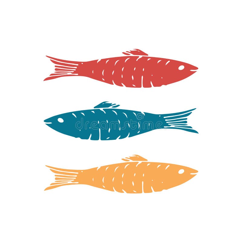 Fish Set, Cartoon Fish Sketch Doodle, Vector Illustration Stock Vector ...