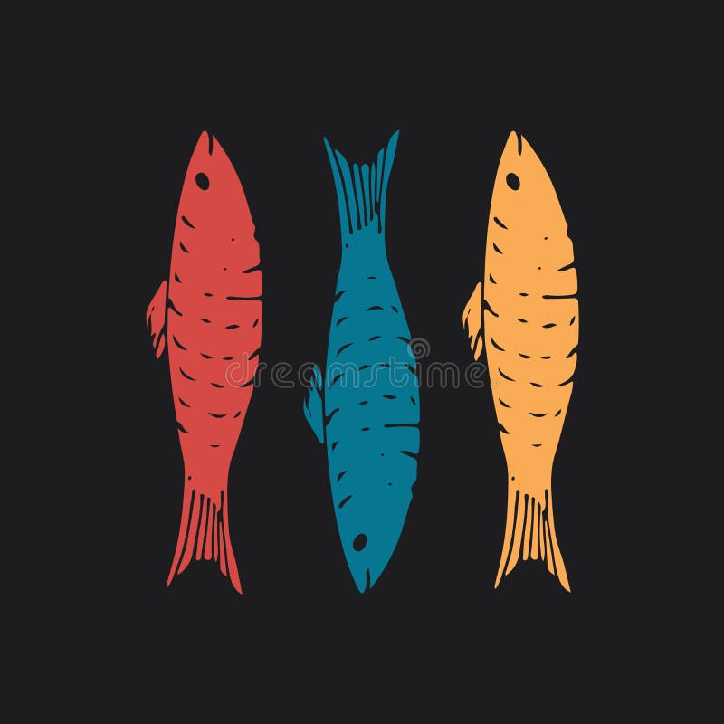 Fish Set, Cartoon Fish Sketch Doodle, Vector Illustration Stock Vector ...