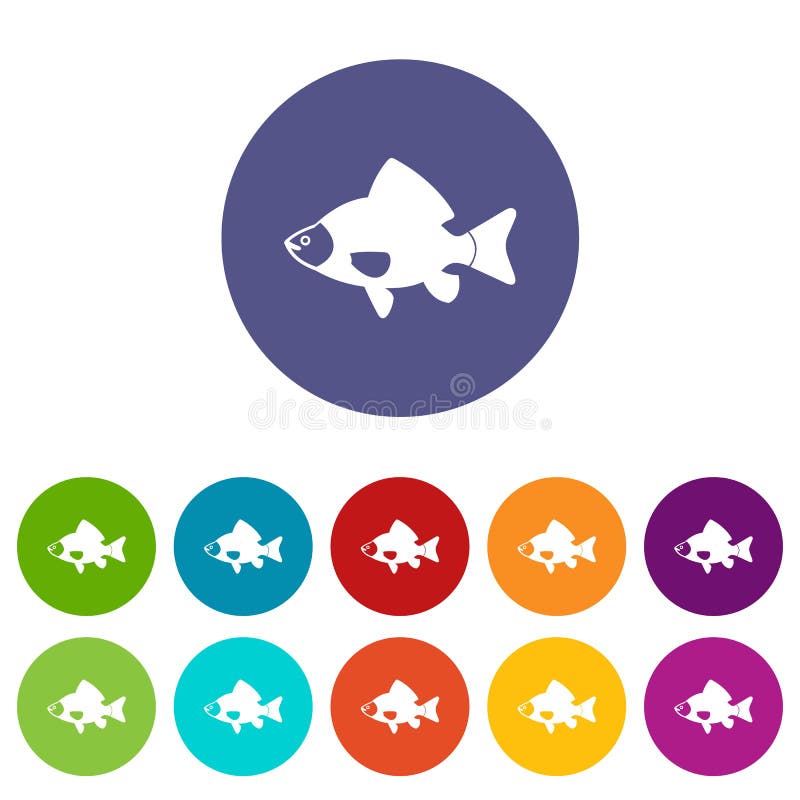 Different Fish Icons Circle Stock Vector - Illustration of ocean ...