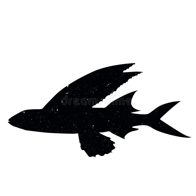 Fish Shadow Animal Icon Silhouettes Isolated on Dark Black Graphical in ...