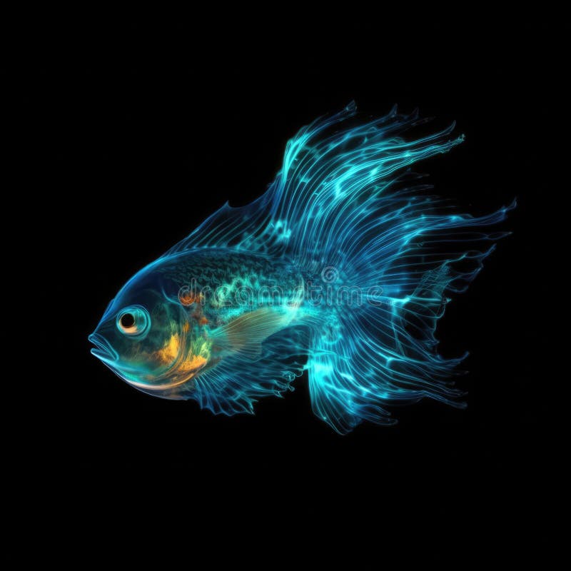 Fish Shape in Fire on Black Background. Generative AI Stock ...