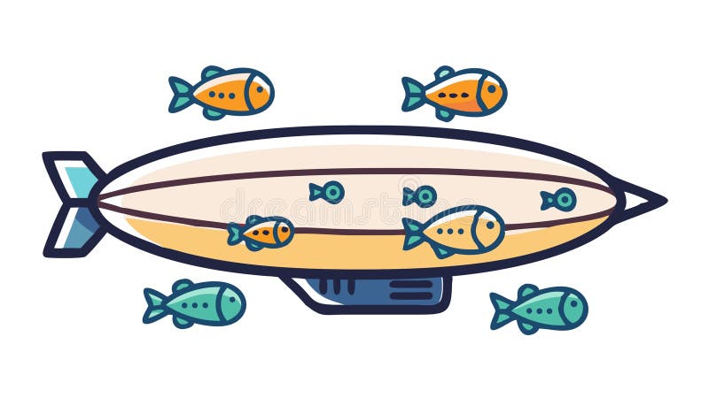 Fish-Shaped Airship, Creative Aquatic Flight Icon, Vector Design ...