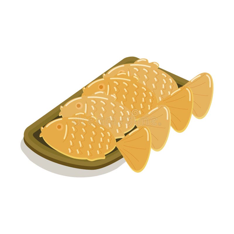 Fish-shaped Cakes Taiyaki with Red Bean Paste Stock Vector ...