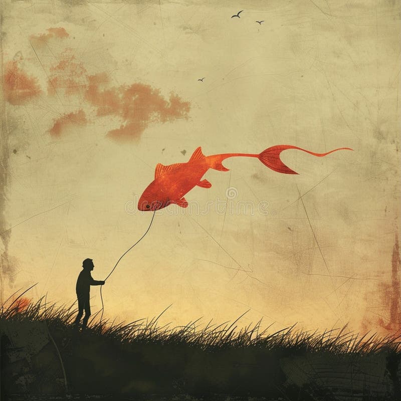 Fish-shaped Kite Soaring High, Captivating Onlookers with Its Unique ...