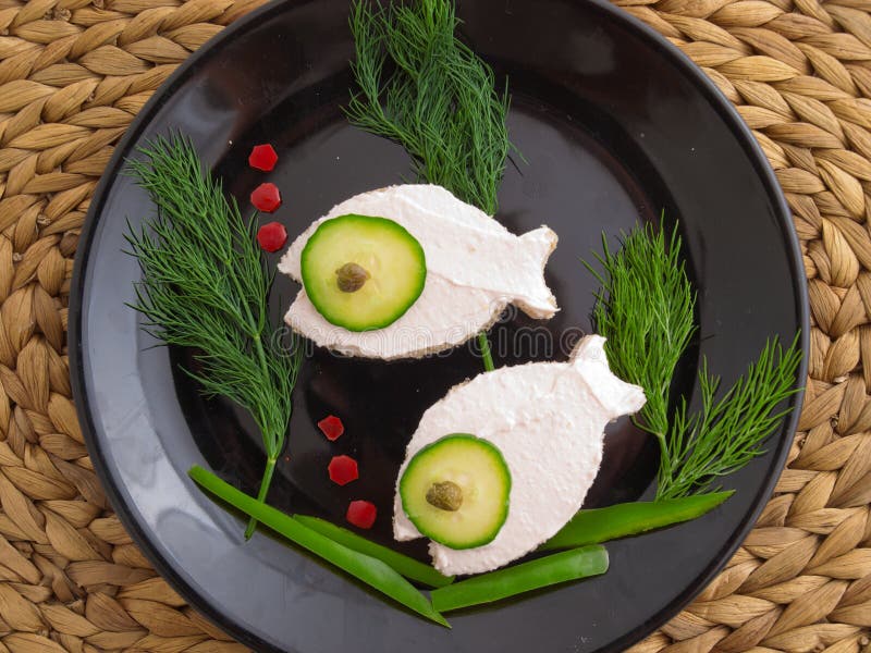 Fish shaped sandwiches stock image. Image of tasty, snack - 76722199