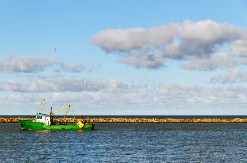 Fish ship on the water. stock photo. Image of coast, seascape - 26478034
