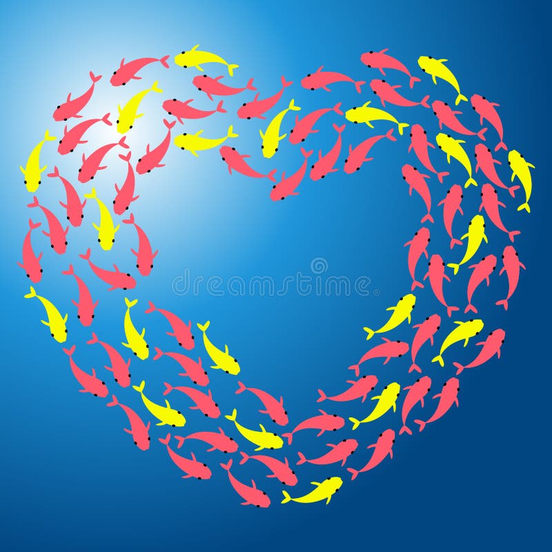 Fish shoal forming heart stock vector. Illustration of water - 64639783