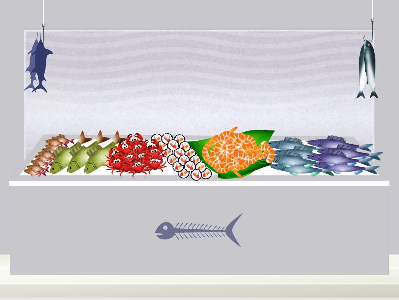 Fish shop stock illustration. Illustration of funny, nature - 61309170