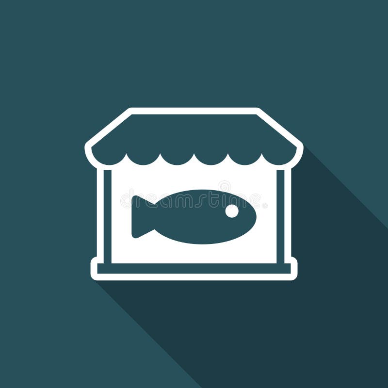 Fish Shop Open 7/24 - Vector Web Icon Stock Vector - Illustration of ...