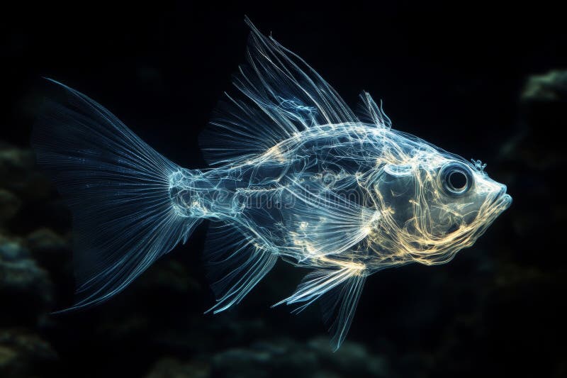 Fish is Shown in a Dark Blue Background Stock Illustration ...
