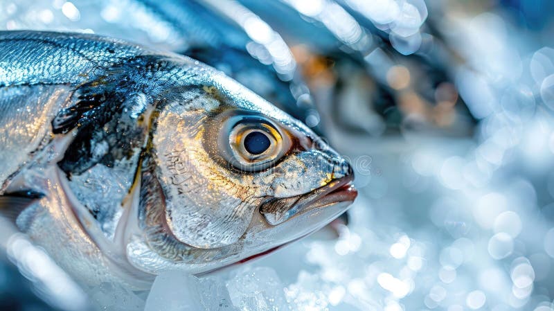 A Fish is Shown in a Tank with Ice Stock Image - Image of meat ...