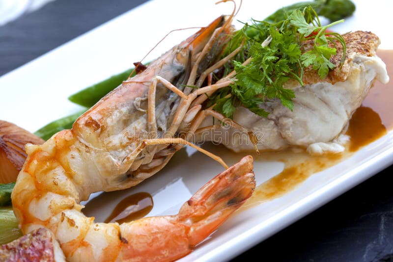 Fish and shrimp stock photo. Image of cuisine, juice - 21592366