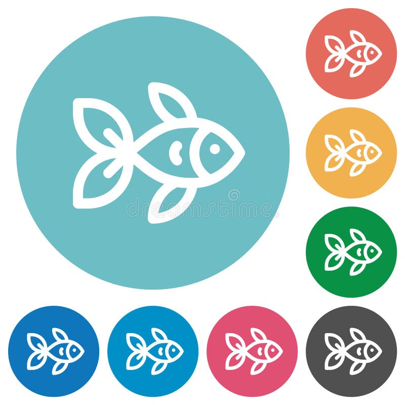 Fish Side View Outline Flat Round Icons Stock Vector - Illustration of ...