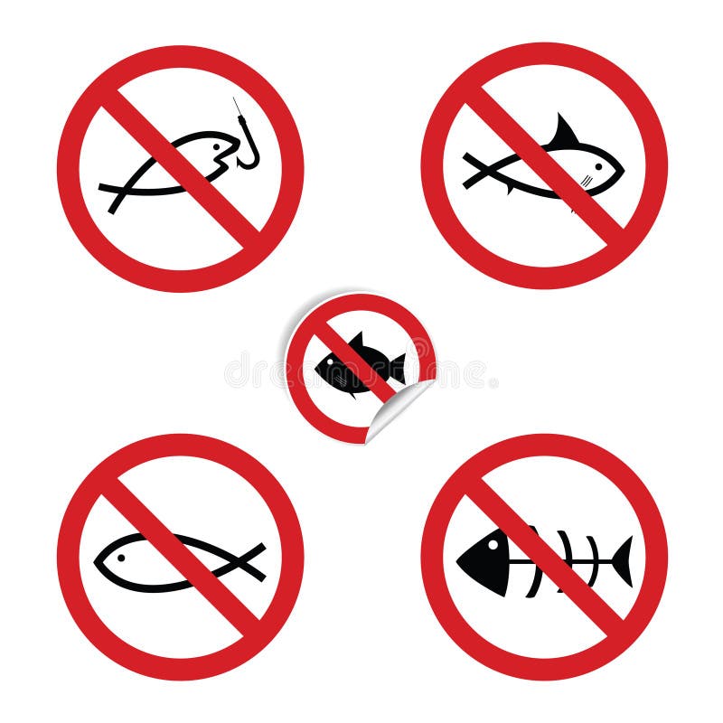 Fish Sign in Red Color Illustration Stock Vector - Illustration of icon ...