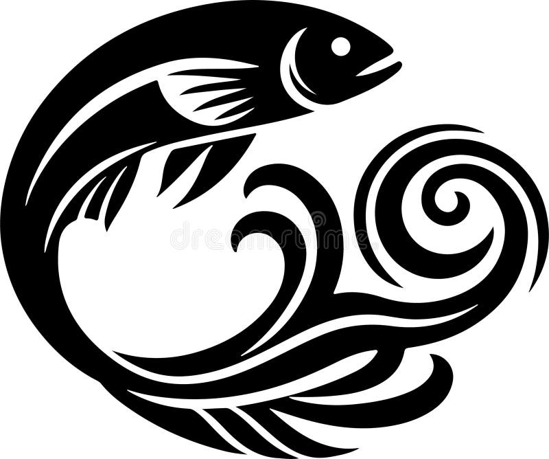 Fish Silhouette Vector Illustration on a White Background Stock Vector ...
