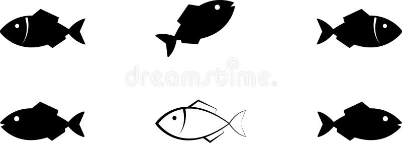 Fish Simple Black Icon. Seafood Symbol - Vector. Stock Illustration ...