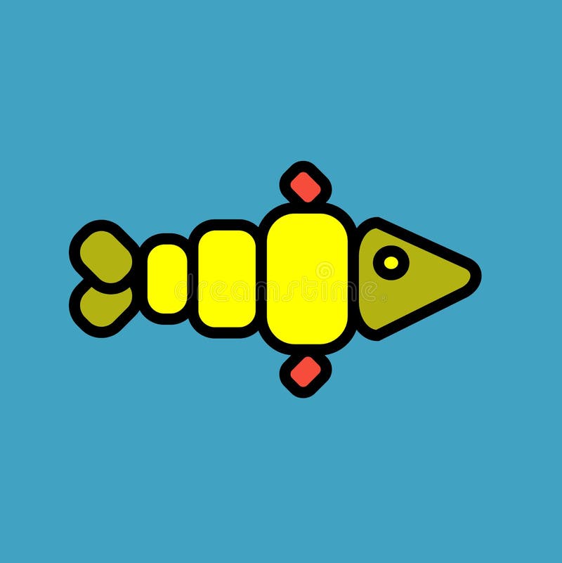 Fish Simple Colored Geometric Icon on a Blue Background Stock ...