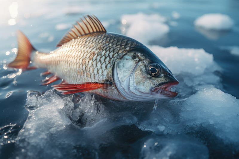 A Fish Sitting on a Bed of Ice. Perfect for Winter Themes and Cold ...