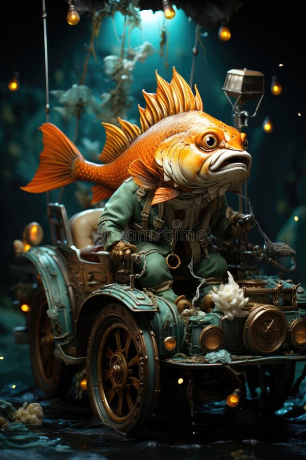 A Fish that is Driving a Strange Car. Generative AI Image. Stock ...