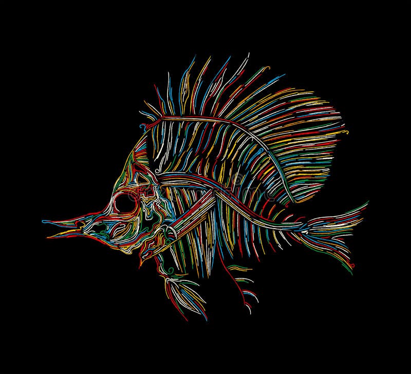 Fish skeleton icon stock vector. Illustration of teeth - 278105938