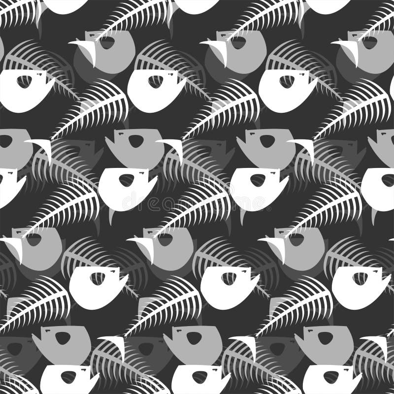 Fish Skeleton Pattern Seamless. Fish Skull Background Stock Vector ...