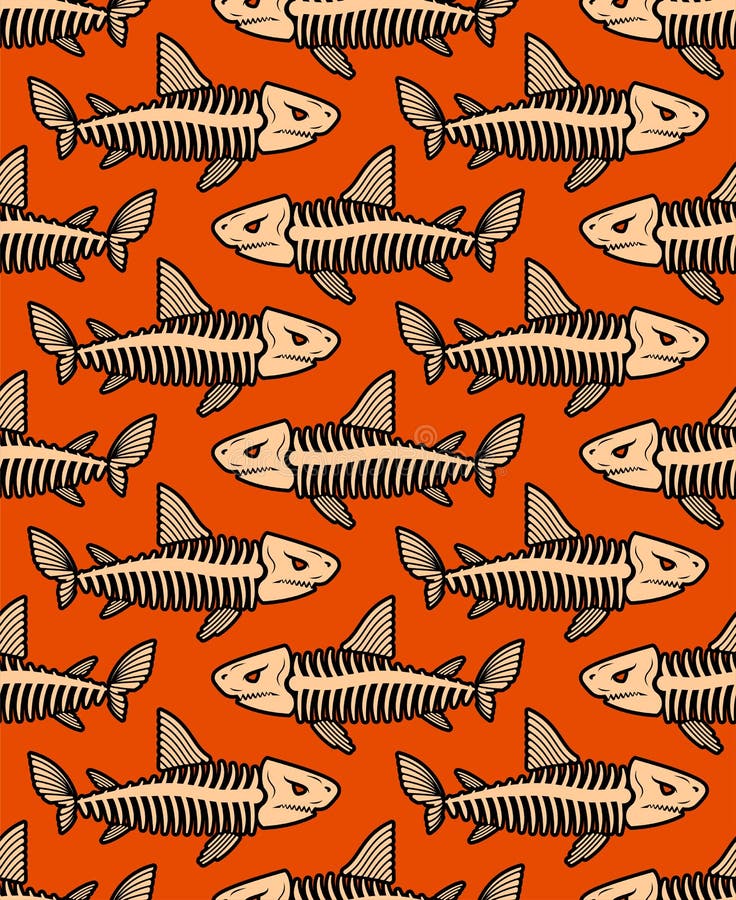 Fish Skeleton Pixel Art Pattern Seamless. 8 Bit Fish Skull Background ...