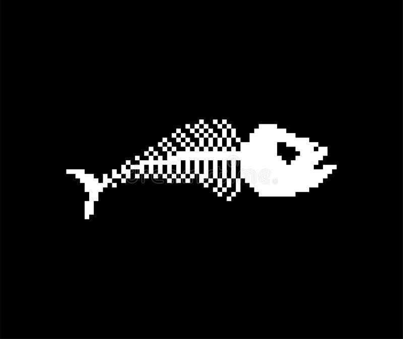 Fish Skeleton Pixel Art. 8 Bit Fish Skull Stock Vector - Illustration ...