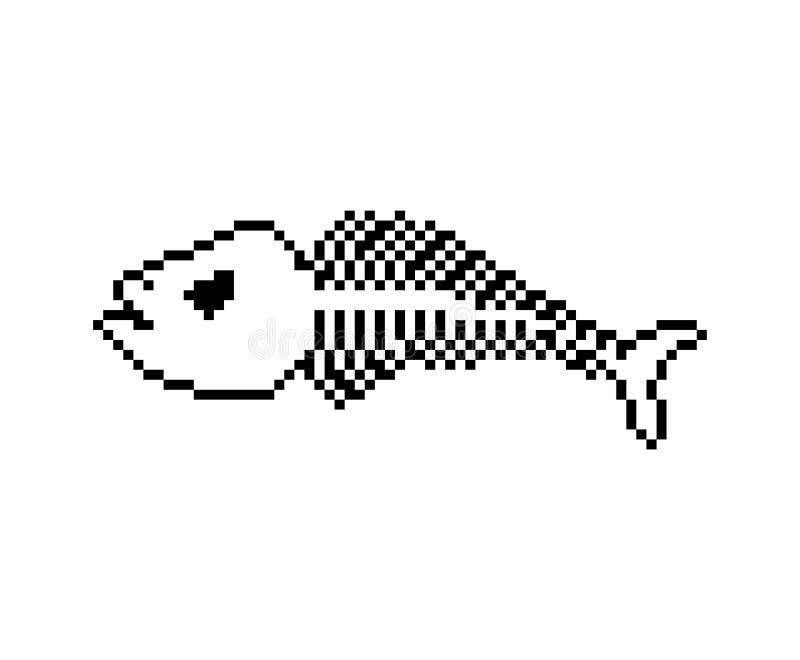 Fish Skeleton Pixel Art. 8 Bit Fish Skull Stock Vector - Illustration ...