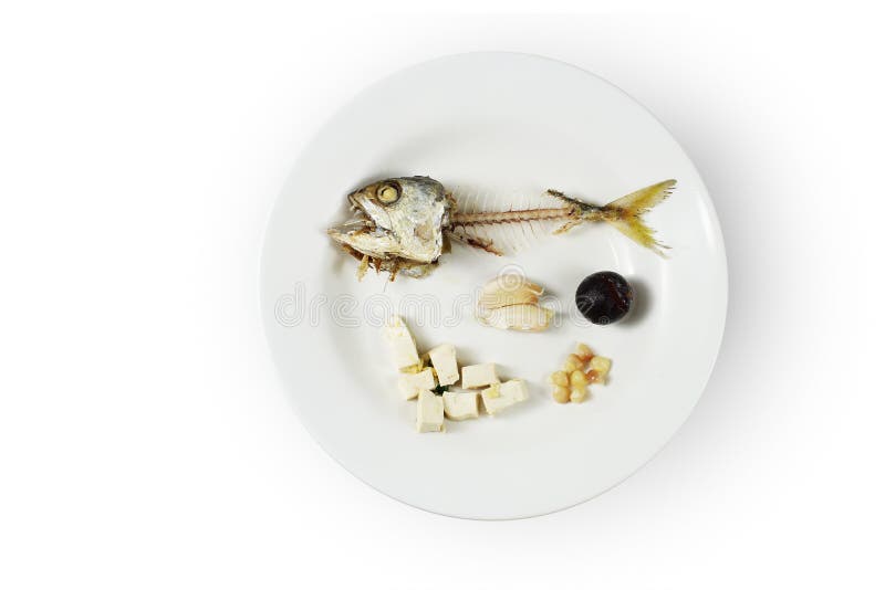 Fish skeleton on plate stock photo. Image of hungry, conceptual - 70772632
