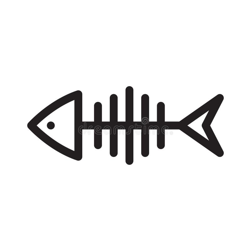 Fish Skeleton Thin Line Vector Icon Stock Vector - Illustration of ...