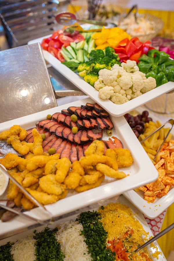 Fish Slicing on the Buffet in the Restaurant Stock Photo - Image of ...