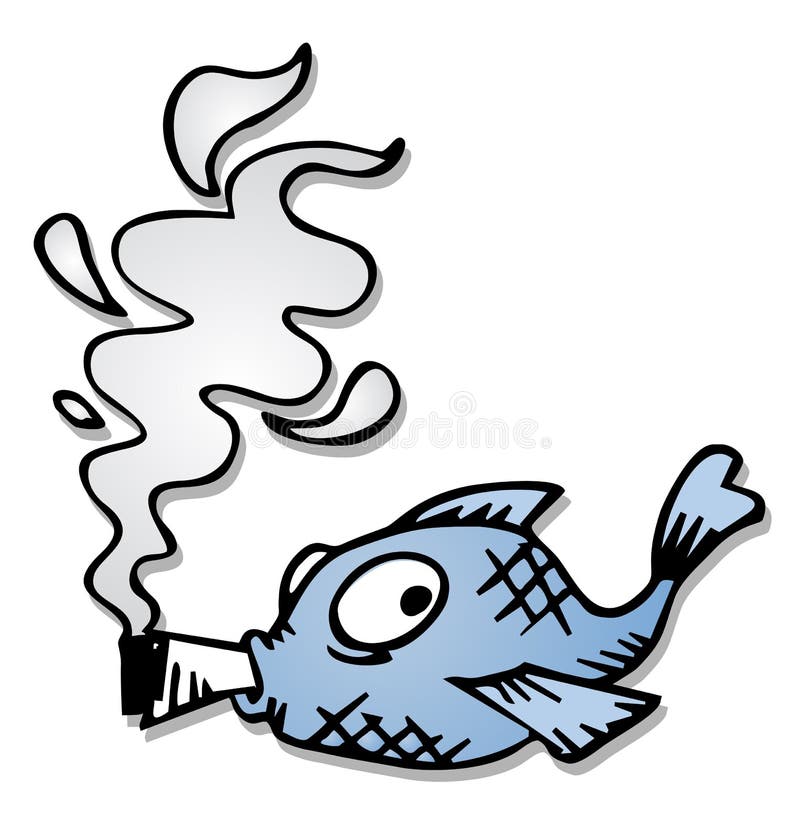 Fish smoking stock vector. Illustration of pipe, hand - 25409823