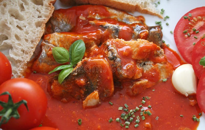 Fish snack stock photo. Image of tomatoes, bread, fishes - 9207020