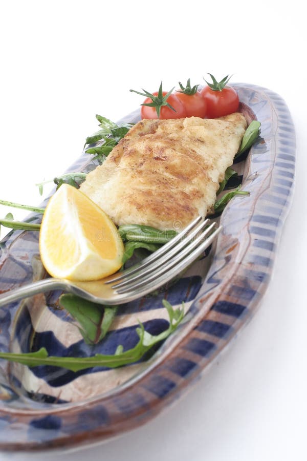 Fish Snack on Ceramic Platter; Close, Low Angle Stock Image - Image of ...