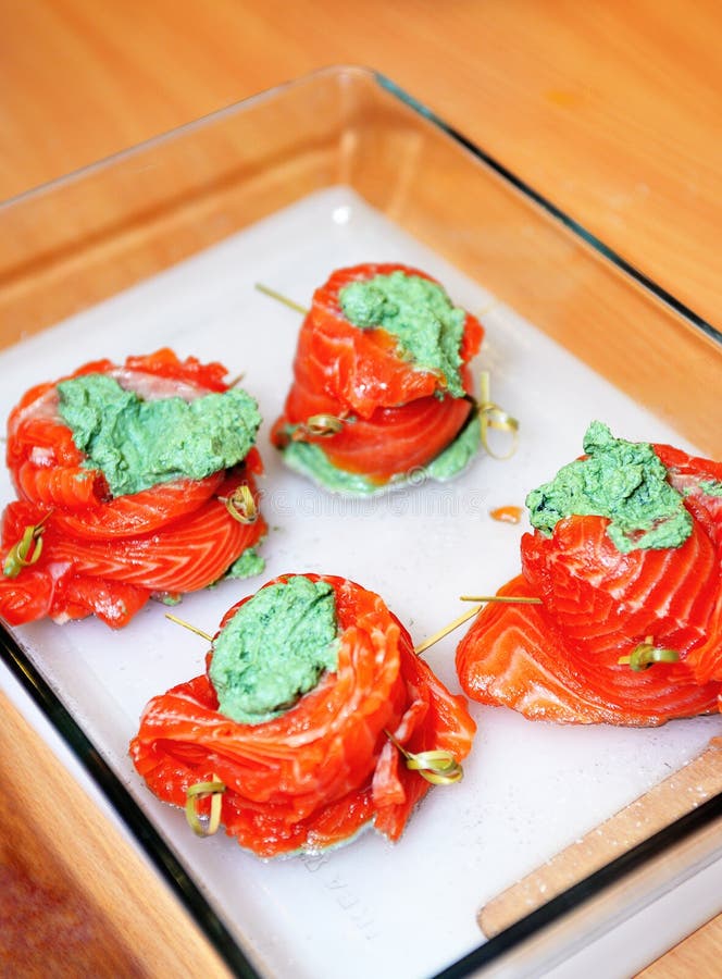 Fish Snack with Cheese Inside Stock Image - Image of green, plate: 53109427