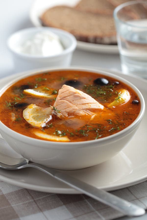 Fish solyanka stock image. Image of meal, olives, salmon - 25592295