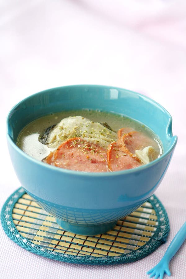 Fish soup and ham stock image. Image of black, flavor - 14553805