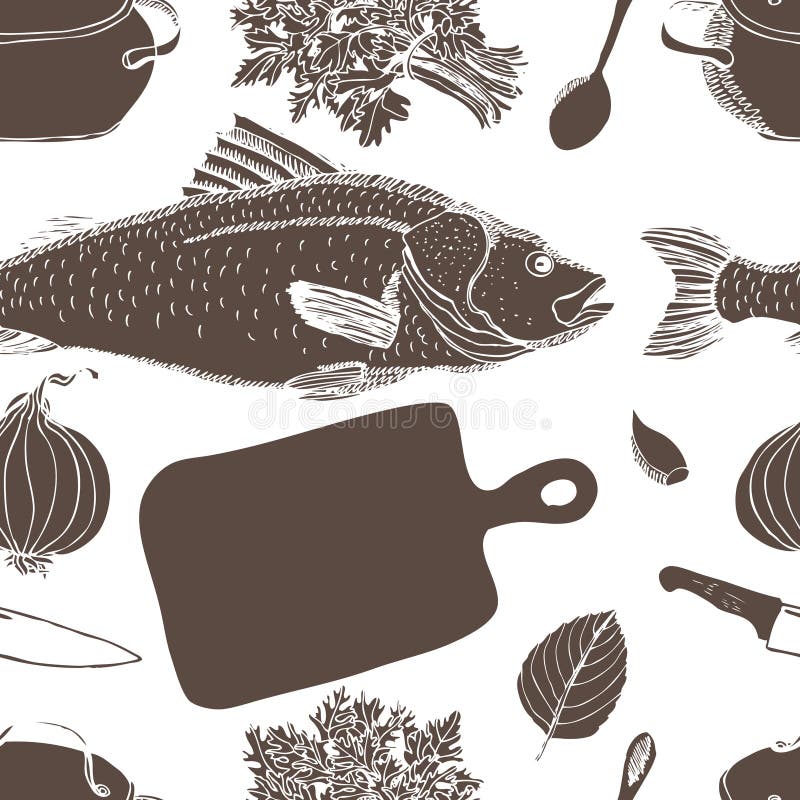 Fish soup pattern stock vector. Illustration of package - 36137577