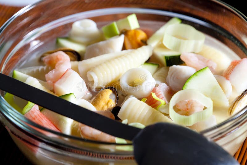 Fish soup with seafood stock photo. Image of meal, healthy - 154186342