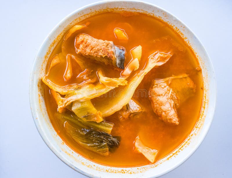Fish Sour Soup Made of Tamarind Paste with Pickle Cabbage Stock Image ...