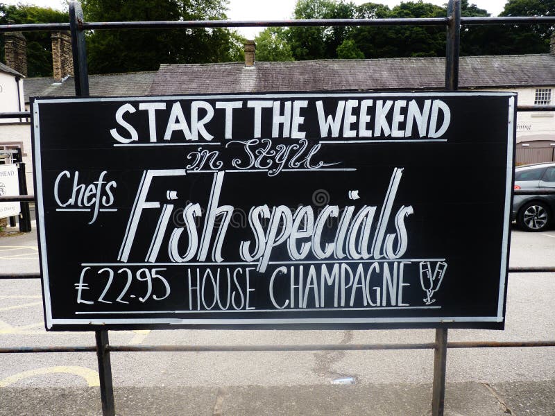 Fish Special Food Sign Blackboard Stock Photo - Image of onion, eating ...