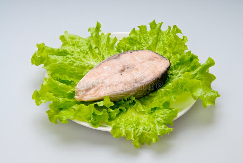 Fish stake stock photo. Image of greens, dish, plate - 25691536