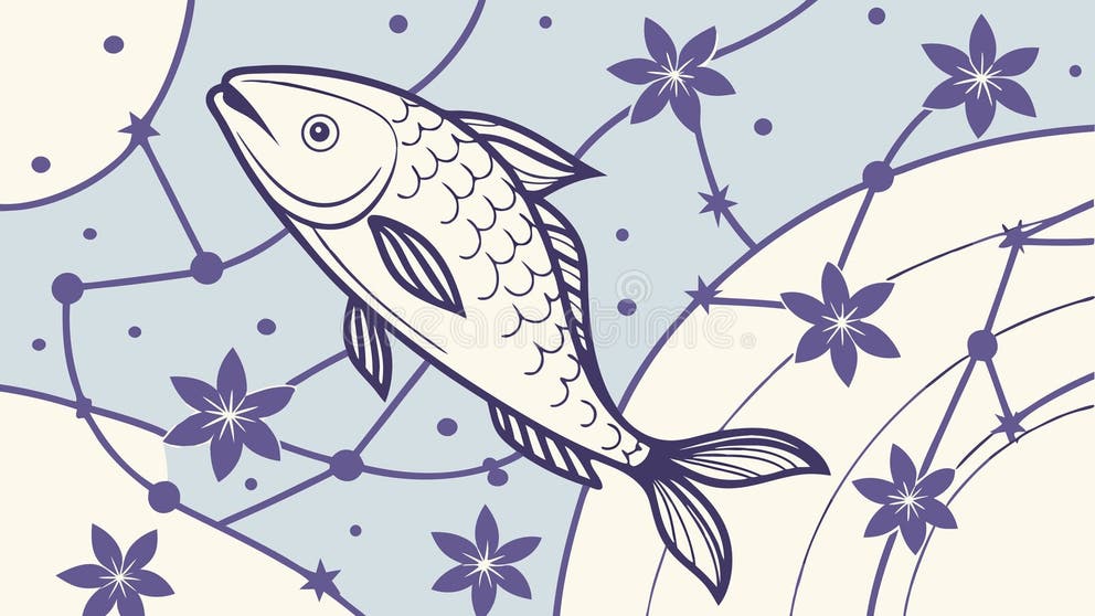 Fish Star Constellation Pattern Aquatic Cosmos, Vector Design ...