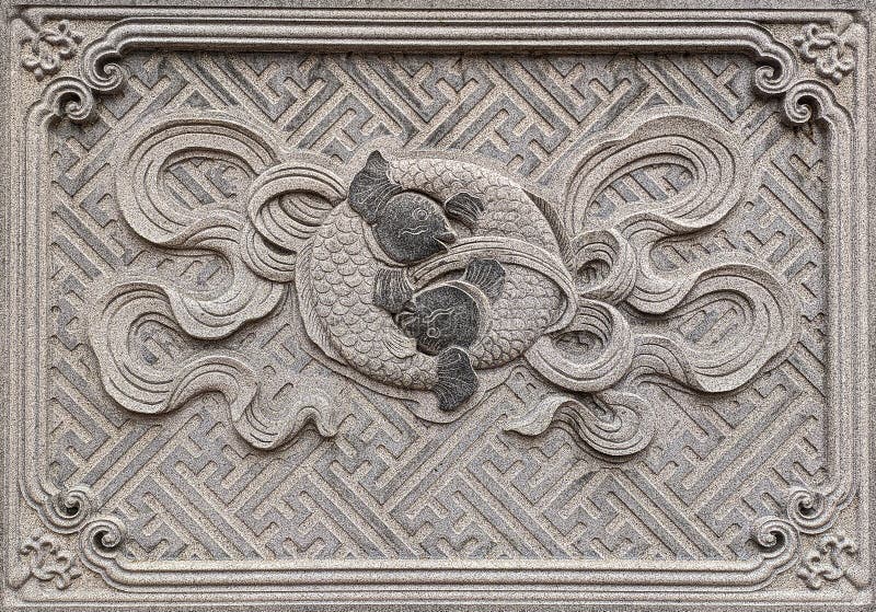 Fish Statue on Chinese Temple Background Stock Photo - Image of fish ...