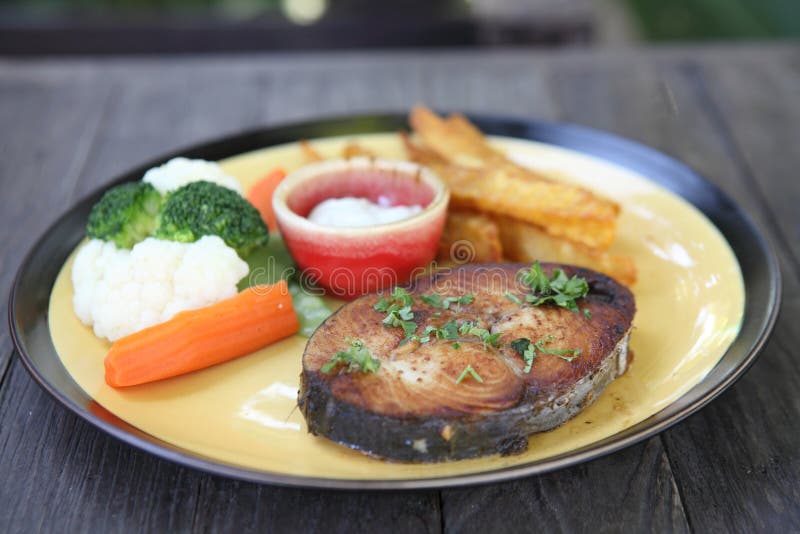 Fish steak stock photo. Image of fillet, closeup, plate - 141552476