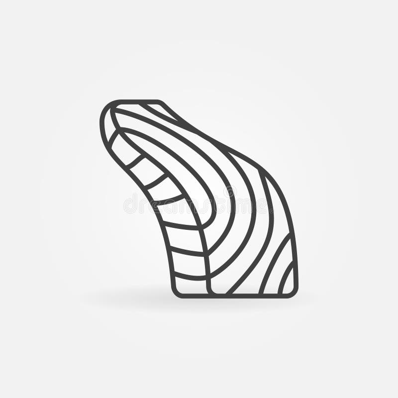 Fish Steak Vector Outline Icon. Salmon Fish Slice Symbol Stock Vector ...
